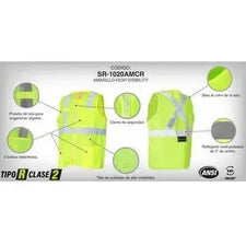 Chaleco Alta Visibilidad de Poliester ANSI Tipo R Clase 2 - JYRSA SR-1 — DIBAMEX