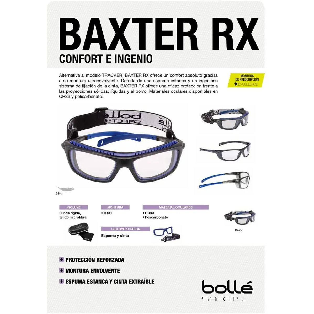 Lentes de Seguridad BAXTER RX Armazón Graduable - Bolle Safety — DIBAMEX