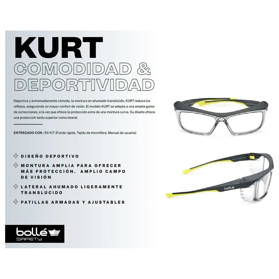Lentes de Seguridad KURT Armazón Graduable - Bolle Safety — DIBAMEX
